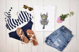 Funny Clinging Cat Embroidery Design · Creative Fabrica