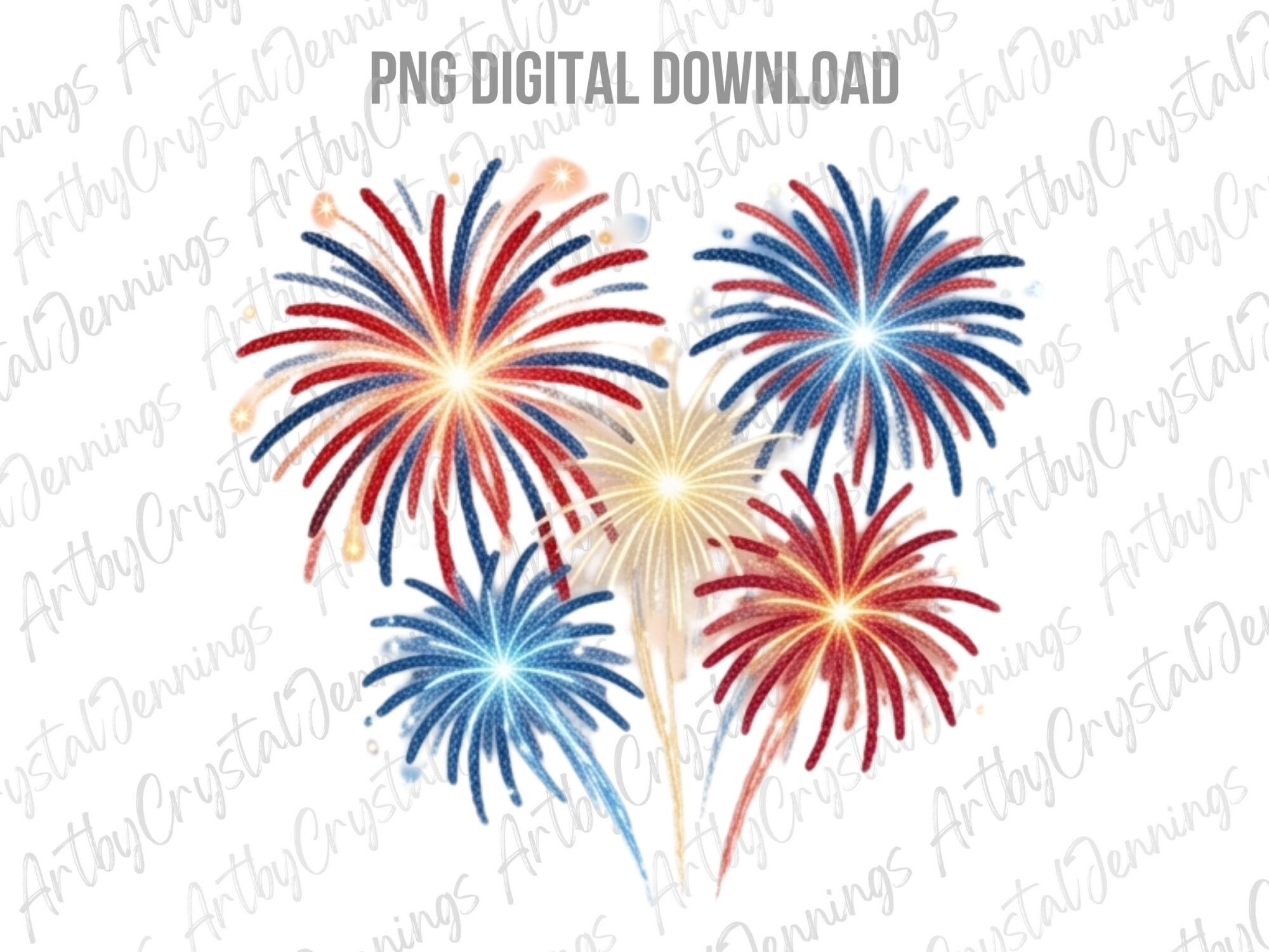 Patriotic Red White Blue Fireworks PNG Graphic by ArtbyCrystalJennings ...