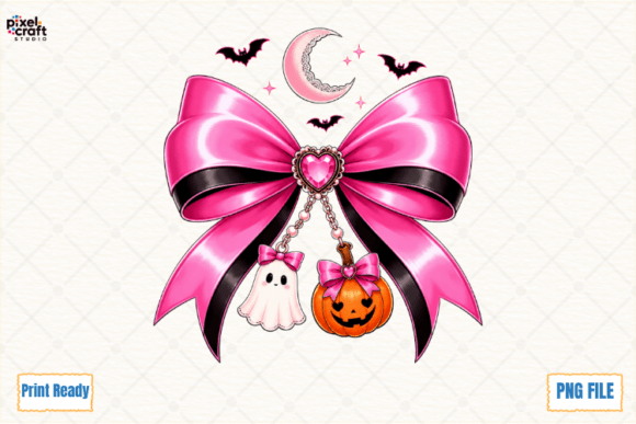 Pink Coquette Bow Pumpkin Ghost PNG Graphic by PIXEL CRAFT STUDIO ...
