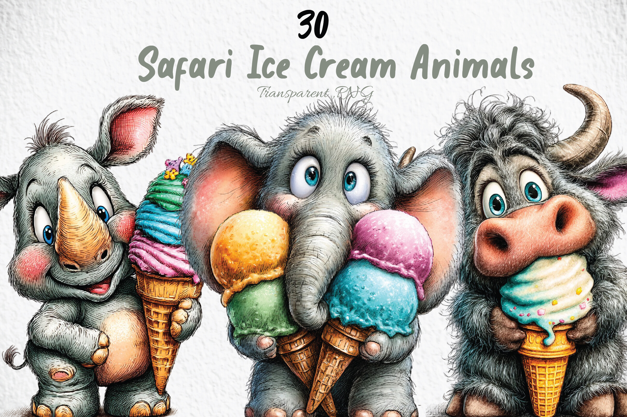 Safari Ice Cream Animals Clipart PNG Graphic by Craft Art · Creative ...