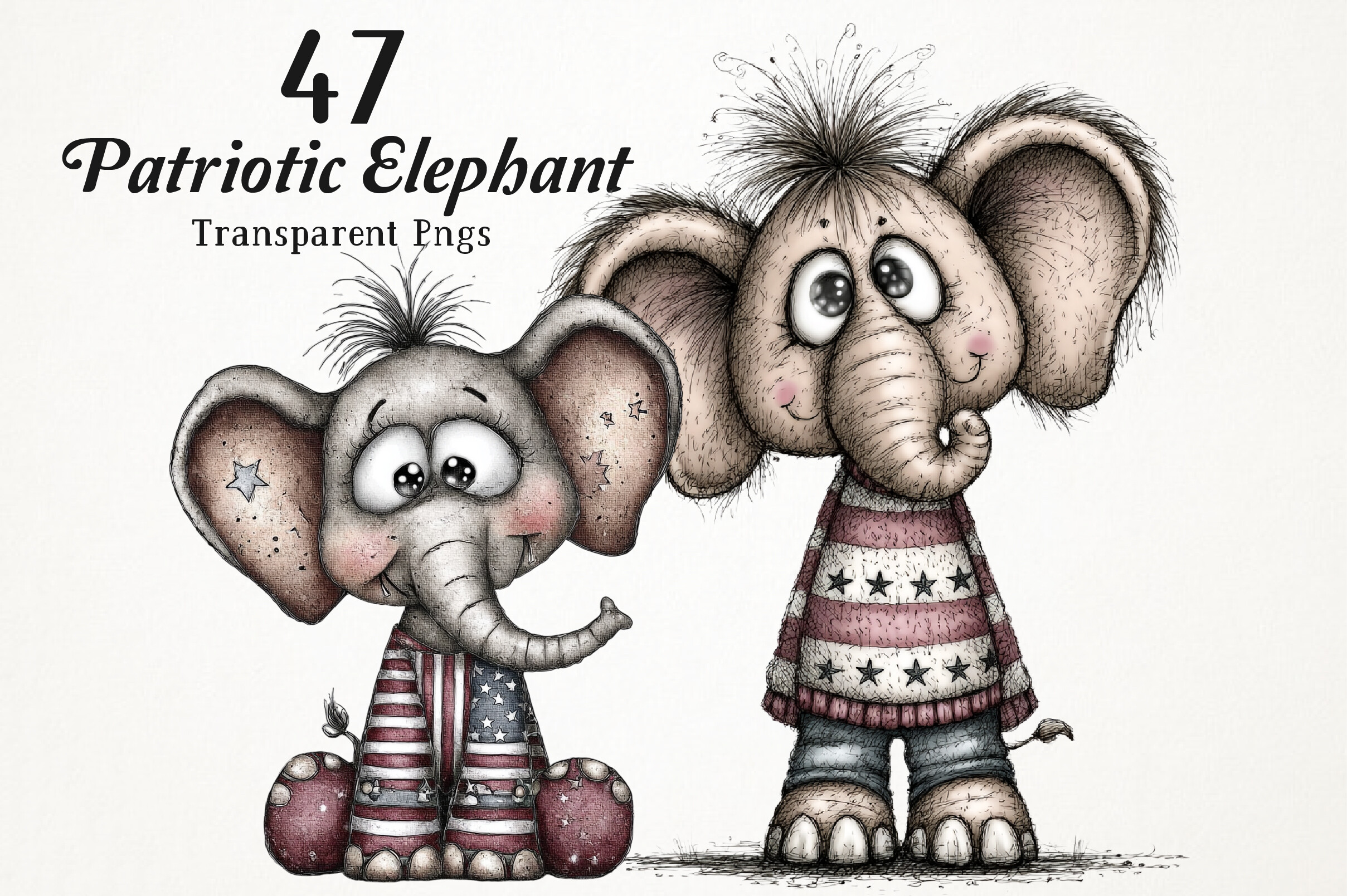 Stars Stripes Elephant Clipart Graphic by NexaArt · Creative Fabrica
