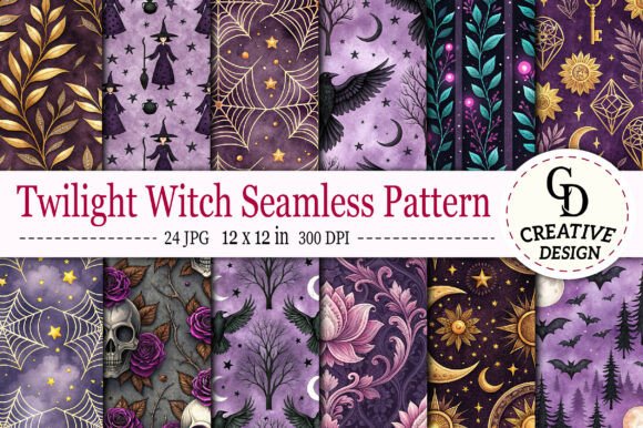 Twilight Witch Seamless Pattern Graphic by Creative Design · Creative ...
