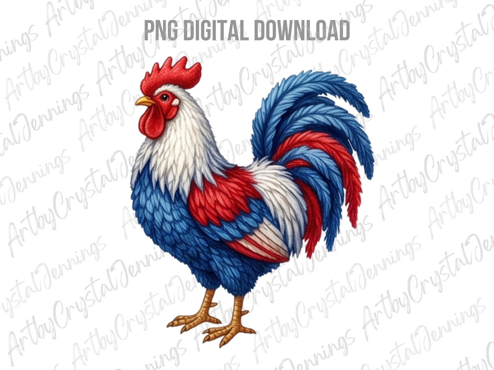 USA Patriotic Farm Rooster Animal PNG Graphic by ArtbyCrystalJennings ...