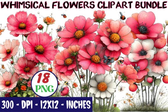 Whimsical Flowers Clipart Bundle Graphic by TshirtMaster · Creative Fabrica