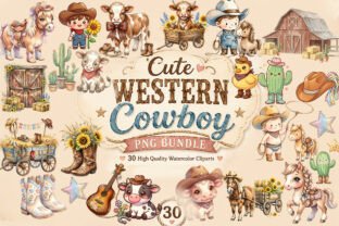 Cute-western-cowboy-png-bundle-pack Graphic by mhmizan · Creative Fabrica