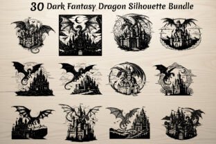 30 Dark Fantasy Dragon Silhouette Bundle Graphic by gsxhouse · Creative ...