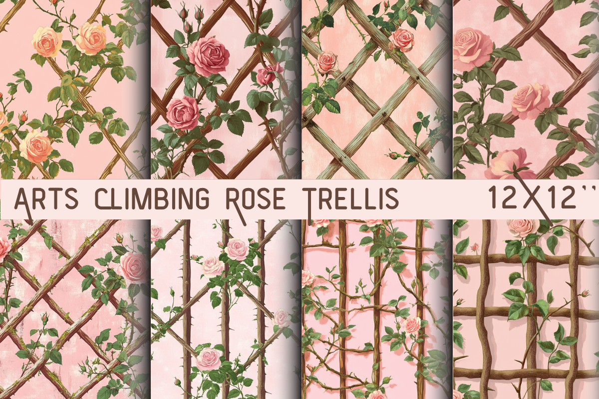 Arts Climbing Rose Trellis Backdrop Graphic by DigiArt · Creative Fabrica