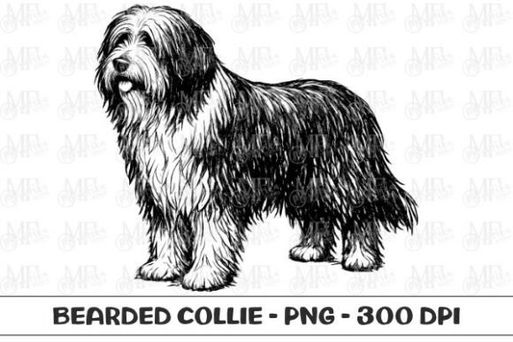 Bearded Collie Dog Sketch PNG Graphic by MoxiFikaDesignCo · Creative ...
