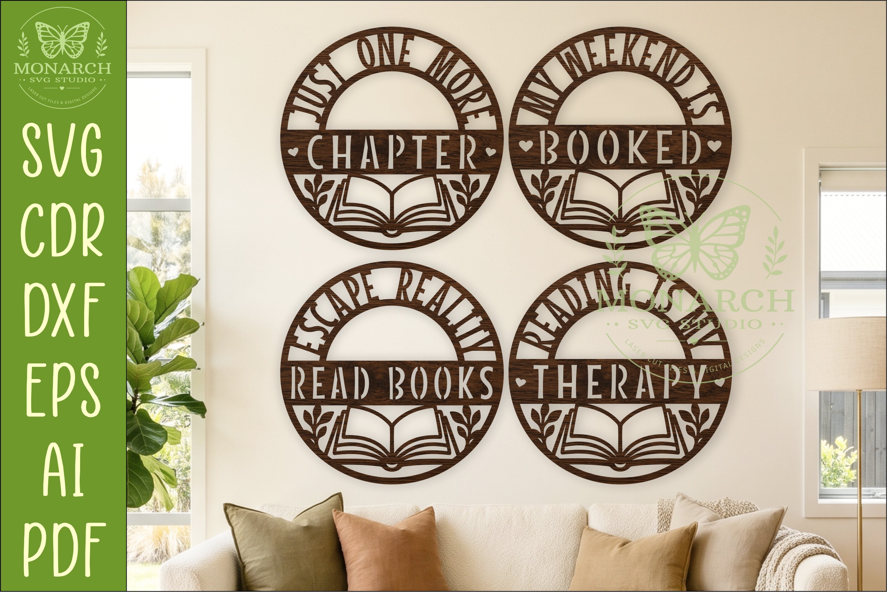 Book Lover Wall Sign Bundle SVG X 4 · Creative Fabrica