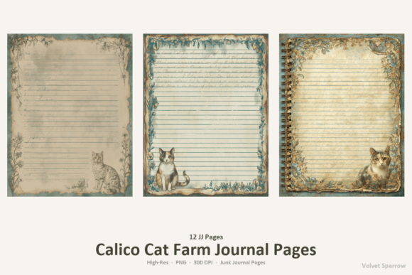 Calico Cat Farm Journal Pages Graphic by Velvet.Sparrow · Creative Fabrica