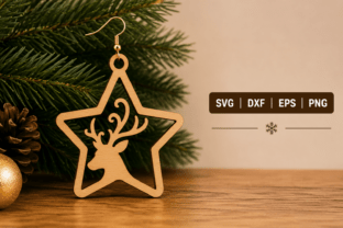 Christmas Deer Star Ornament Laser Cut · Creative Fabrica