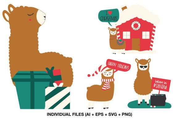 Christmas Llama Clipart for Holiday Card Graphic by lapeticrafter ...