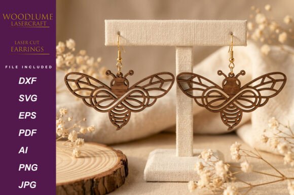 Cute Bee Earrings Laser Cut SVG · Creative Fabrica