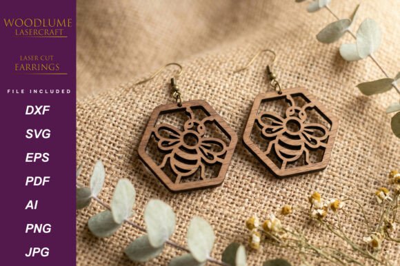 Cute Bee Earrings Laser Cut SVG · Creative Fabrica