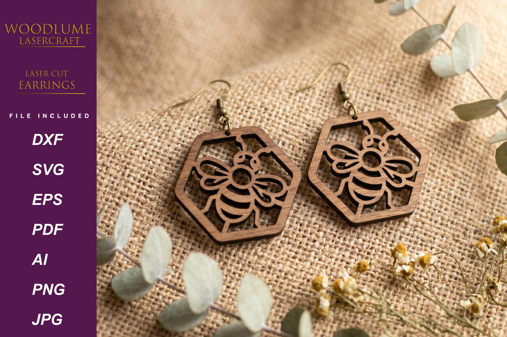 Cute Bee Earrings Laser Cut SVG · Creative Fabrica