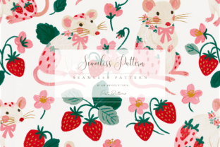 Cute Strawberry Mouse Seamless Pattern PNG Graphic by patipaintsco ...