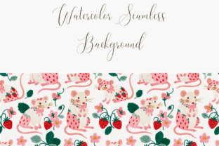 Cute Strawberry Mouse Seamless Pattern PNG Graphic by patipaintsco ...