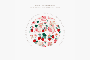 Cute Strawberry Mouse Seamless Pattern PNG Graphic by patipaintsco ...