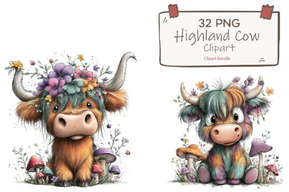 Floral Baby Cow Clipart Collection Graphic by Creative Canvas ...
