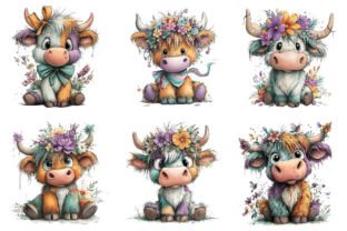 Floral Baby Cow Clipart Collection Graphic by Creative Canvas ...