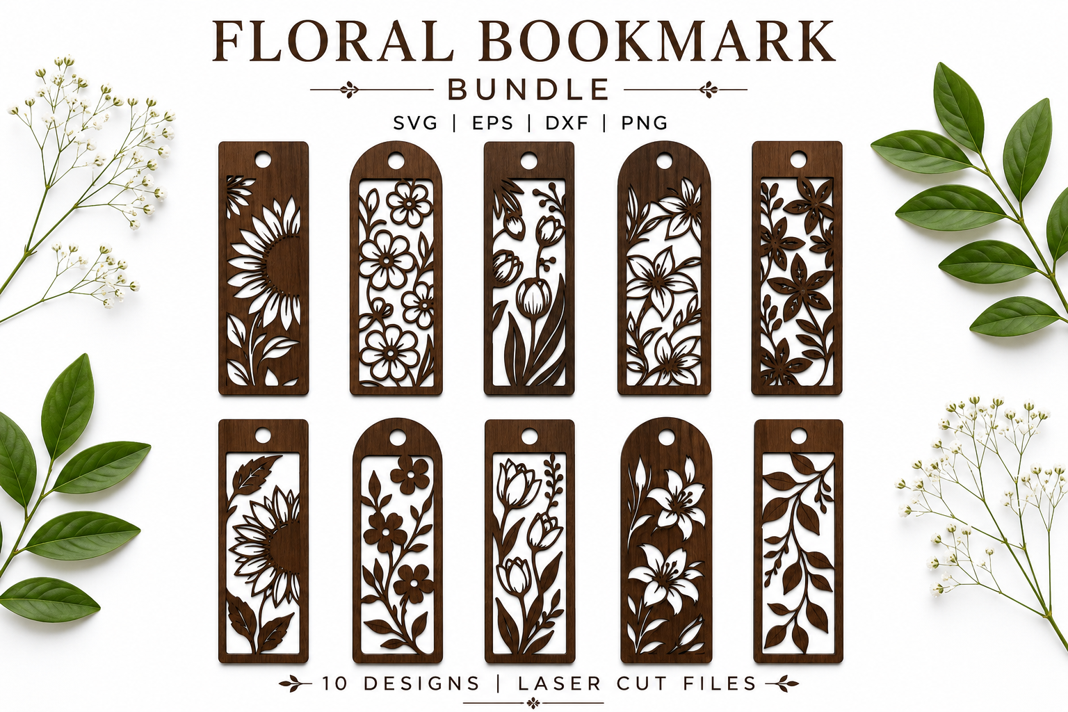 Floral Bookmark Laser Cut SVG Bundle · Creative Fabrica