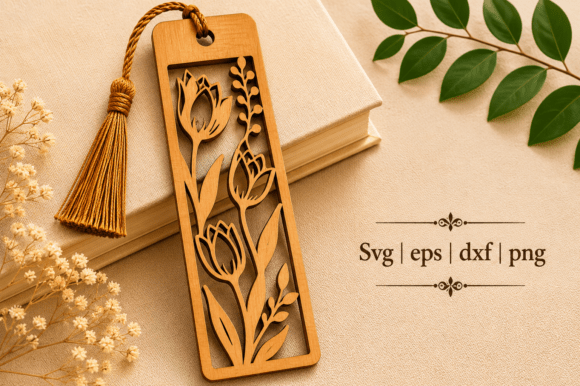 Floral Paper Clip Bookmark Laser Cut Set · Creative Fabrica