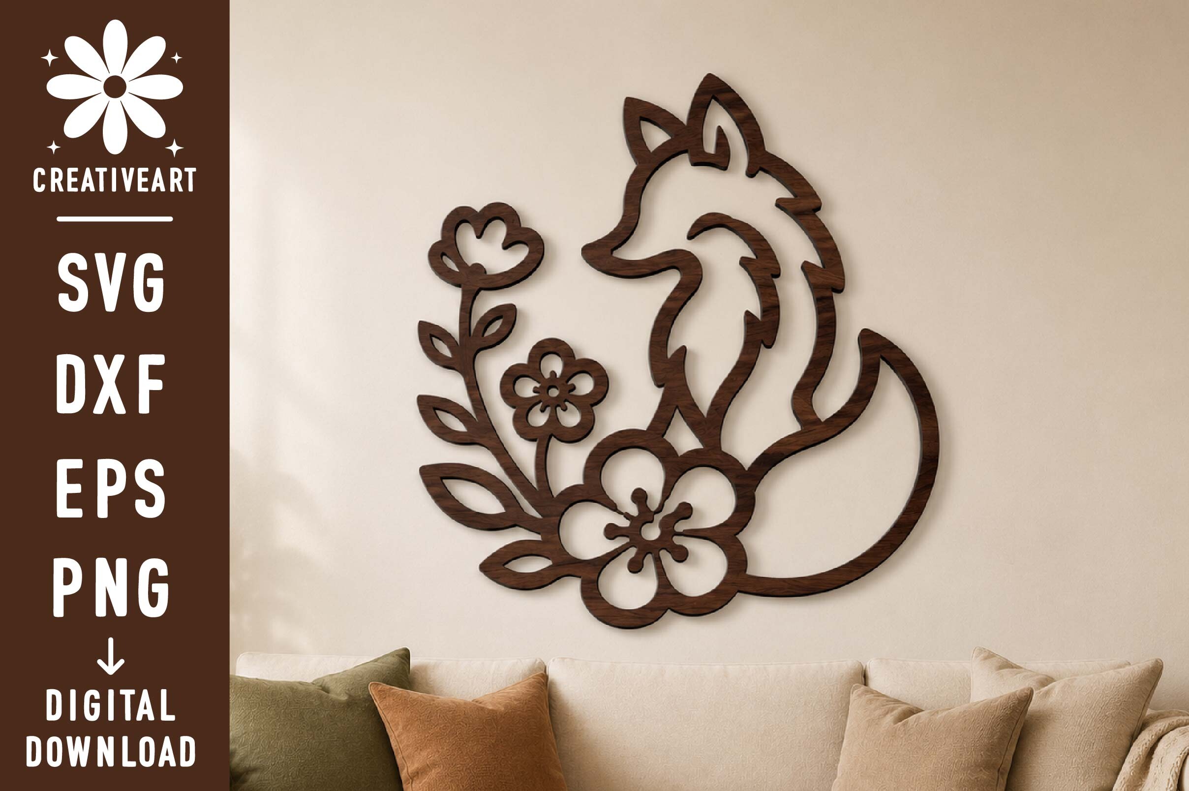 Floral Fox Wall Art SVG · Creative Fabrica