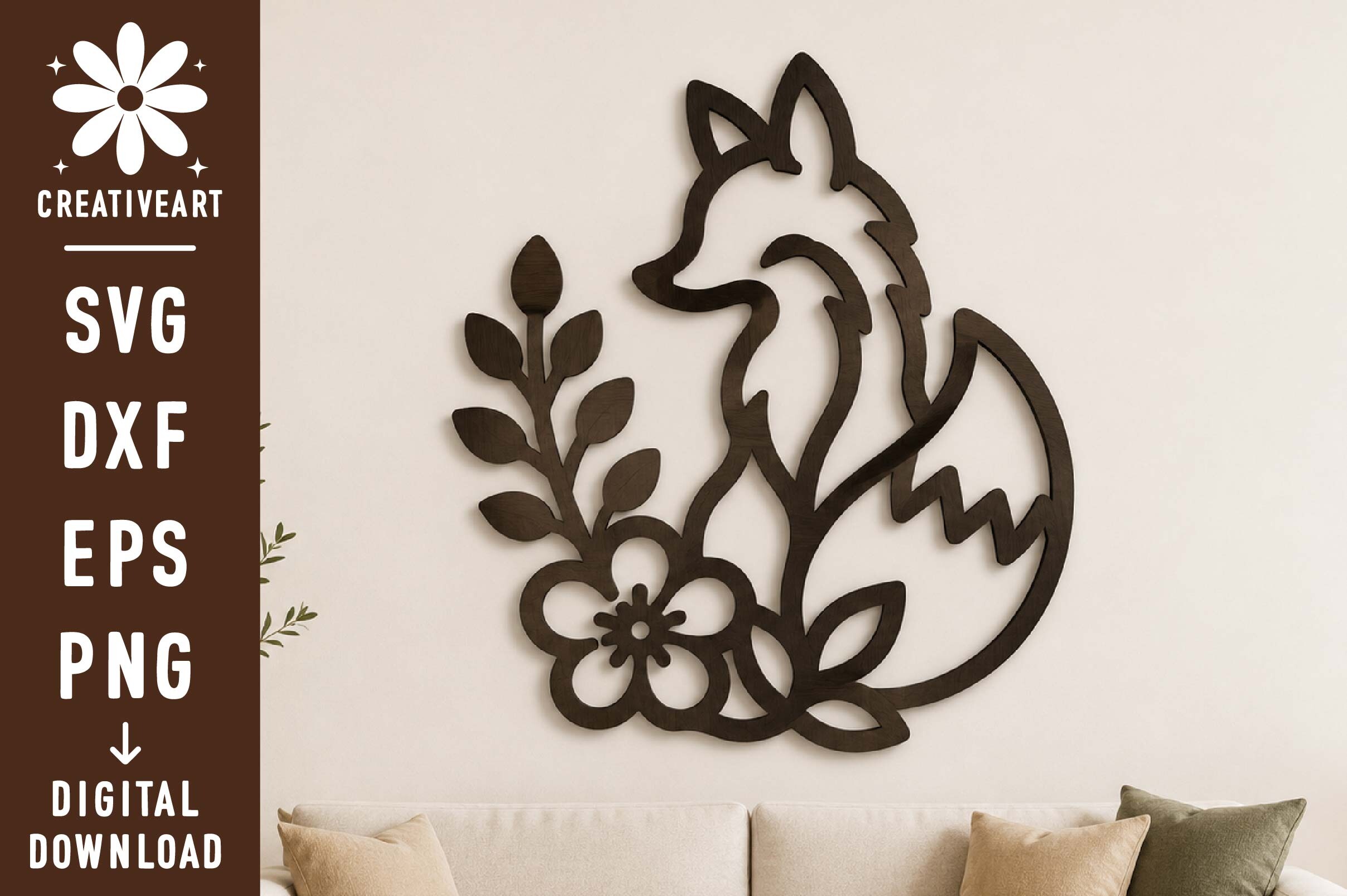 Floral Fox Wall Art SVG · Creative Fabrica