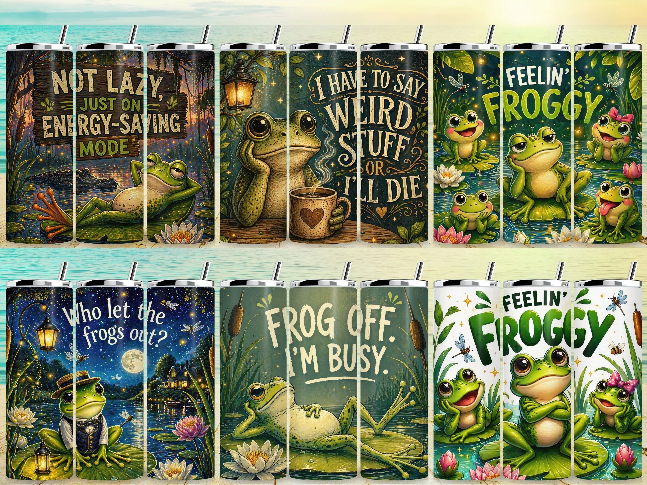 Frog Funny Quote Tumbler Wrap Bundle Graphic by InspireCraft Studio13 ...