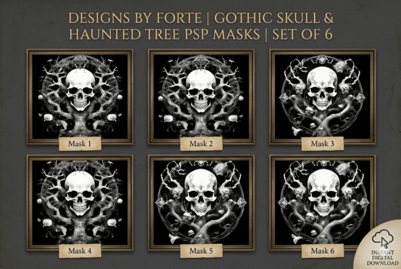 Gothic Skull & Haunted Tree PSP Masks Graphic by Heidi Vargas-Smith ...