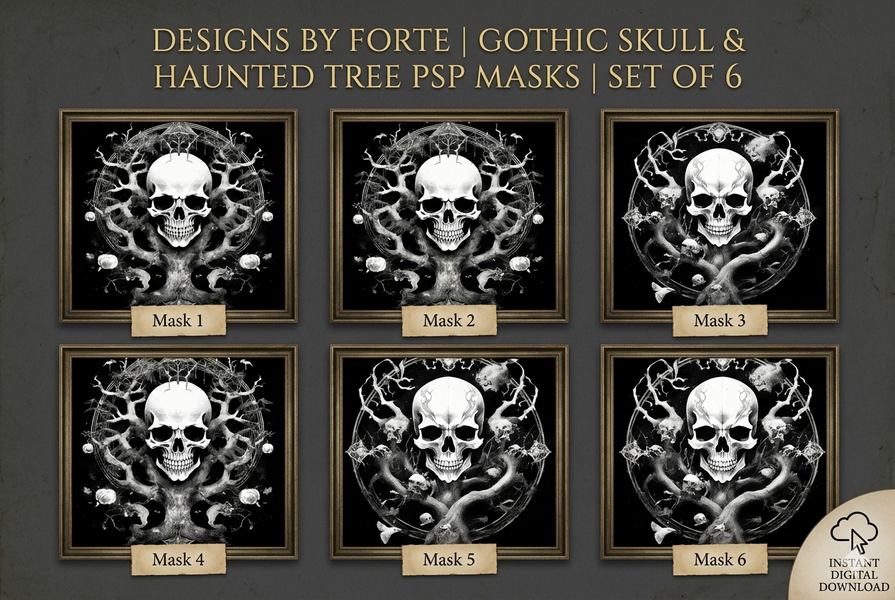 Gothic Skull & Haunted Tree PSP Masks Graphic by Heidi Vargas-Smith ...