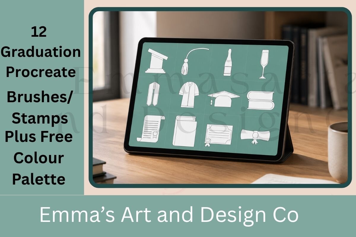 Graduation Procreate Stamps Graphic by Emma's Art & Design Co ...