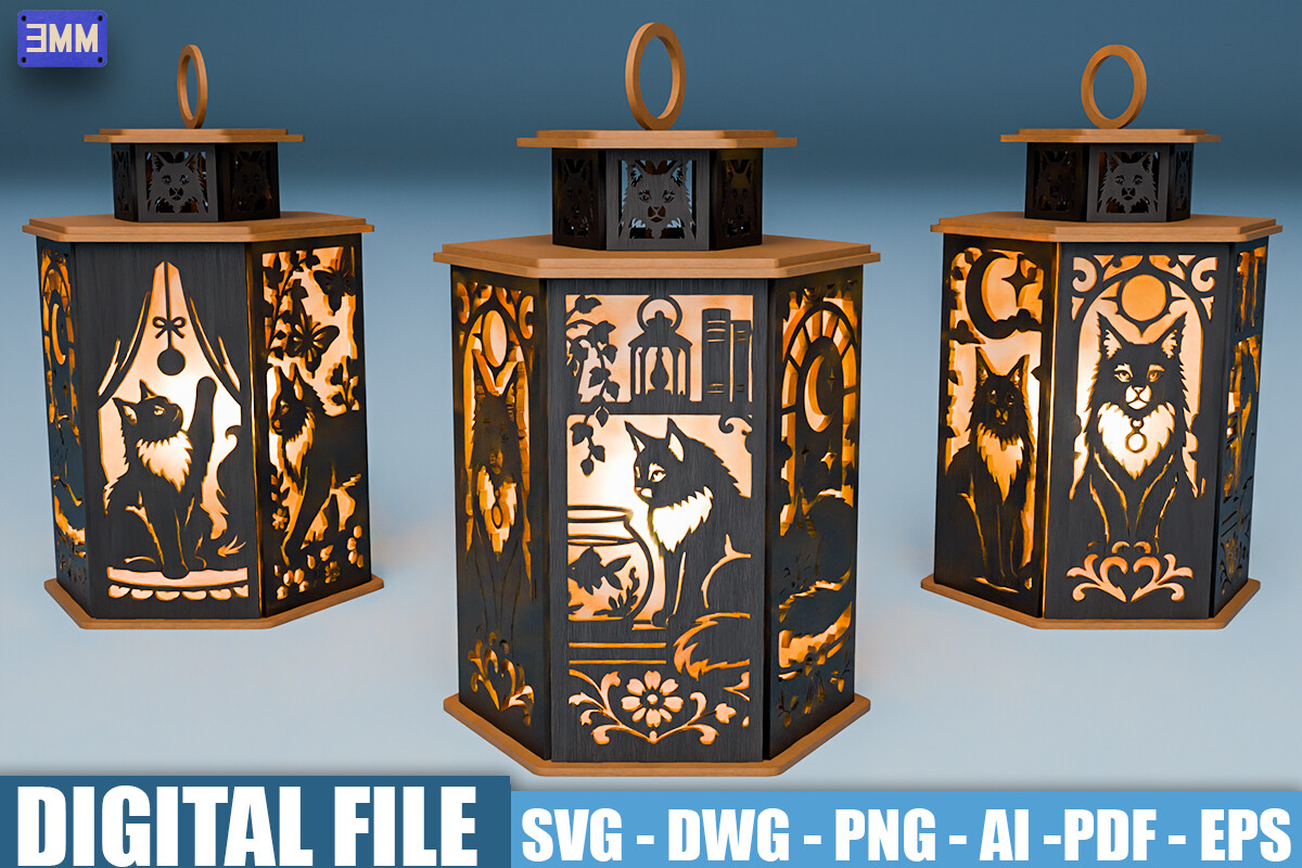 Maine Coon Cat Lantern SVG · Creative Fabrica