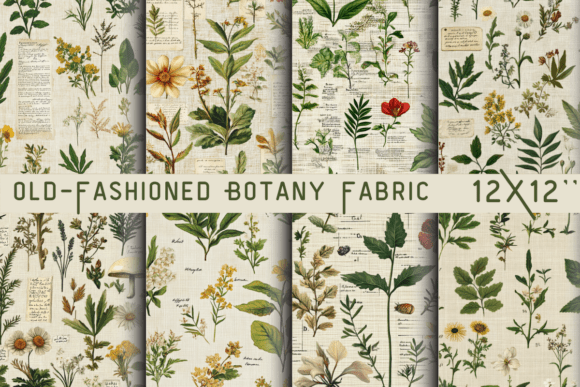 Old-Fashioned Botany Fabric Backdrop Graphic by DigiArt · Creative Fabrica