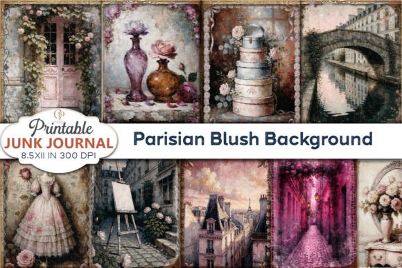 Parisian Blush Background Junk Journal Graphic by CozyPrint Studio Co ...