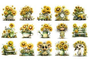 Quirky Cute Sunflower Farm PNG Graphic by Artoya · Creative Fabrica