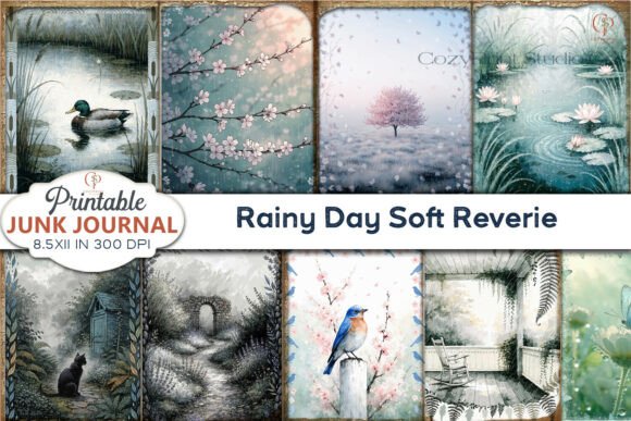 Rainy Day Soft Reverie Junk Journal Page Graphic by CozyPrint Studio Co ...