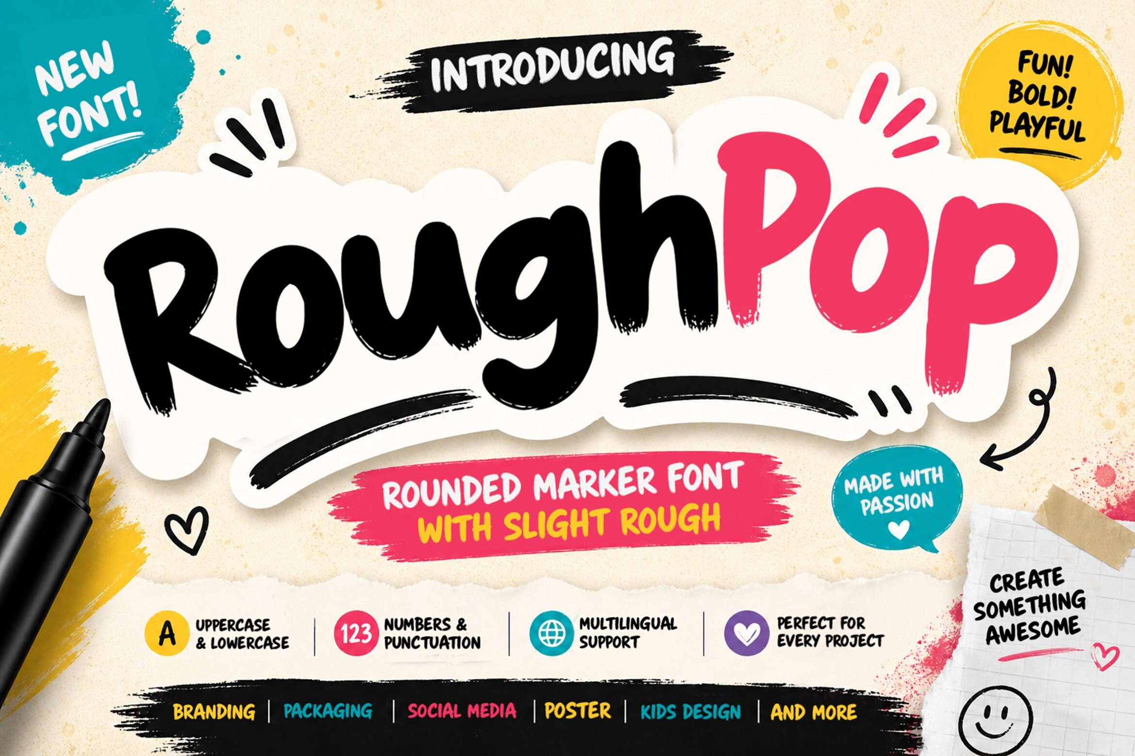 Rough Pop Marker Font by artstoreid · Creative Fabrica