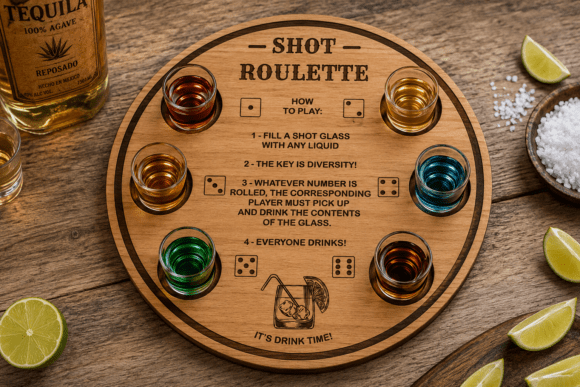 Shot Roulette Laser Cut SVG · Creative Fabrica