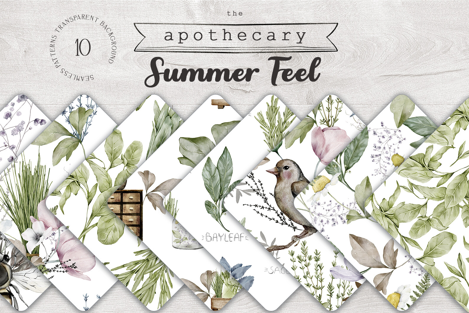 Summer Botanical Seamless Patterns PNG Graphic by Busy May Studio ...