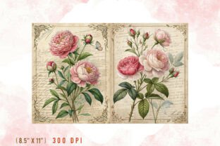 Vintage Botanical Bird and Rose Junk Jou Graphic by Craftfiles-SVG ...