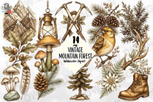 Vintage Mountain Forest PNG Graphic by COW.design · Creative Fabrica