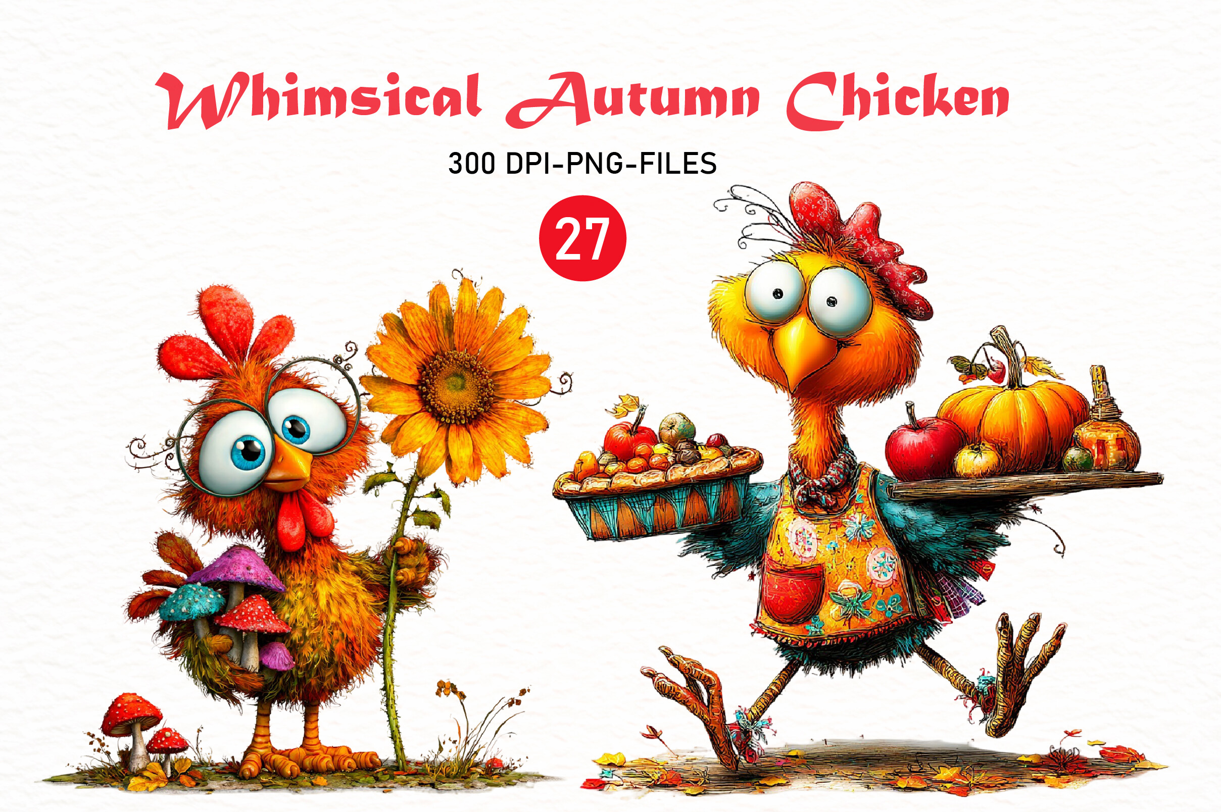 Whimsical Autumn Chicken Clipart Graphic by Designworld · Creative Fabrica