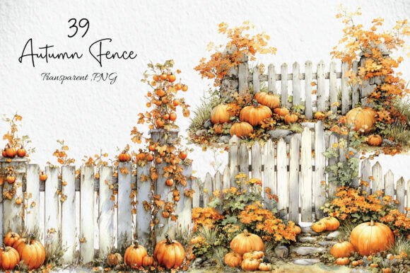 Whimsical Autumn Fence Clipart PNG Graphic by Craft Art · Creative Fabrica