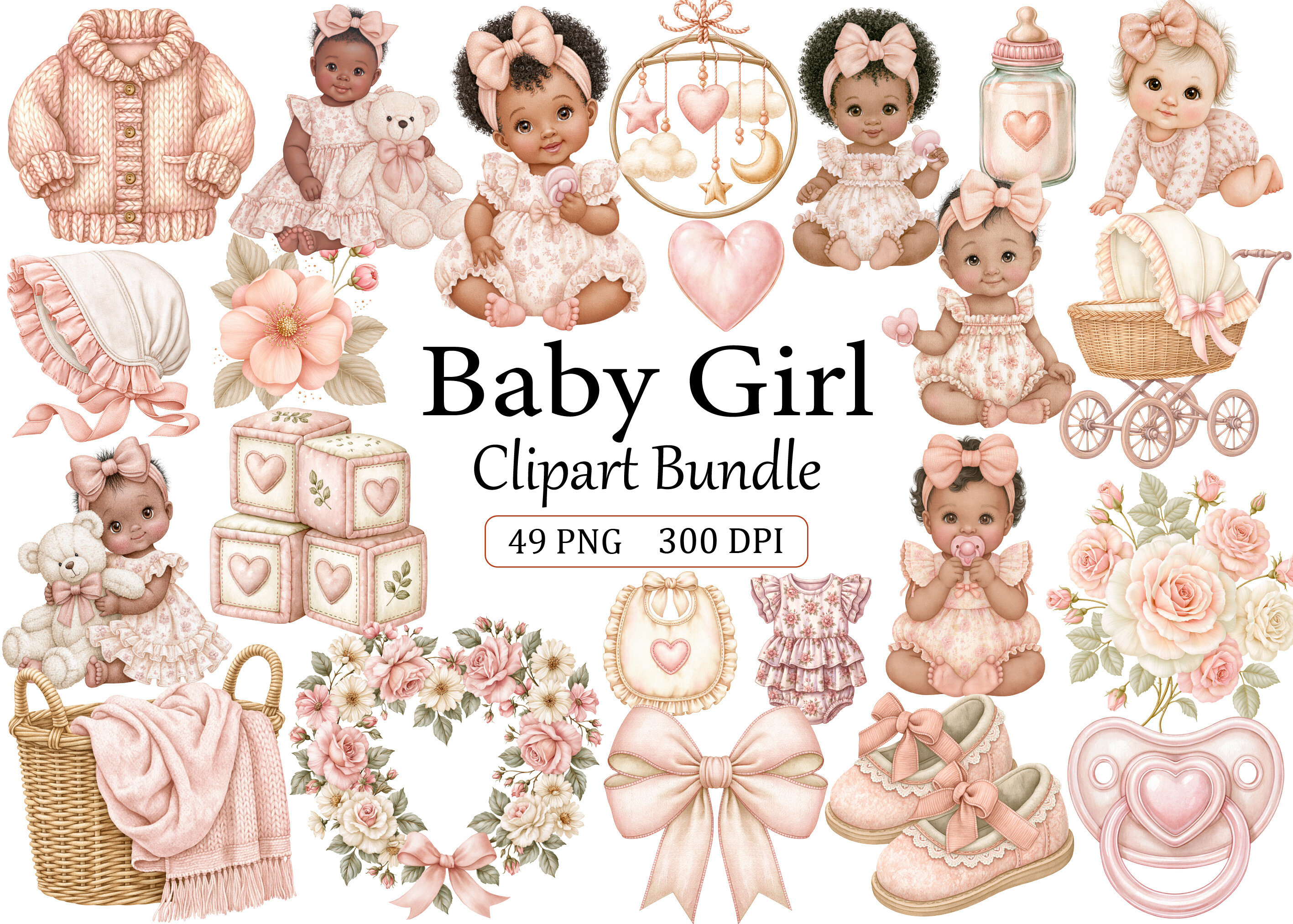 Baby Girl Clipart PNG Bundle Graphic by Creative Design · Creative Fabrica