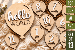 Baby Milestone Cards SVG, Balloon Design · Creative Fabrica