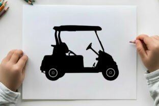 Black Golf Cart Silhouette Line Art Illu Graphic by sctchcreations ...