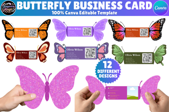 Butterfly Shaped Business Card Template Graphic by Tempvora Magic ...