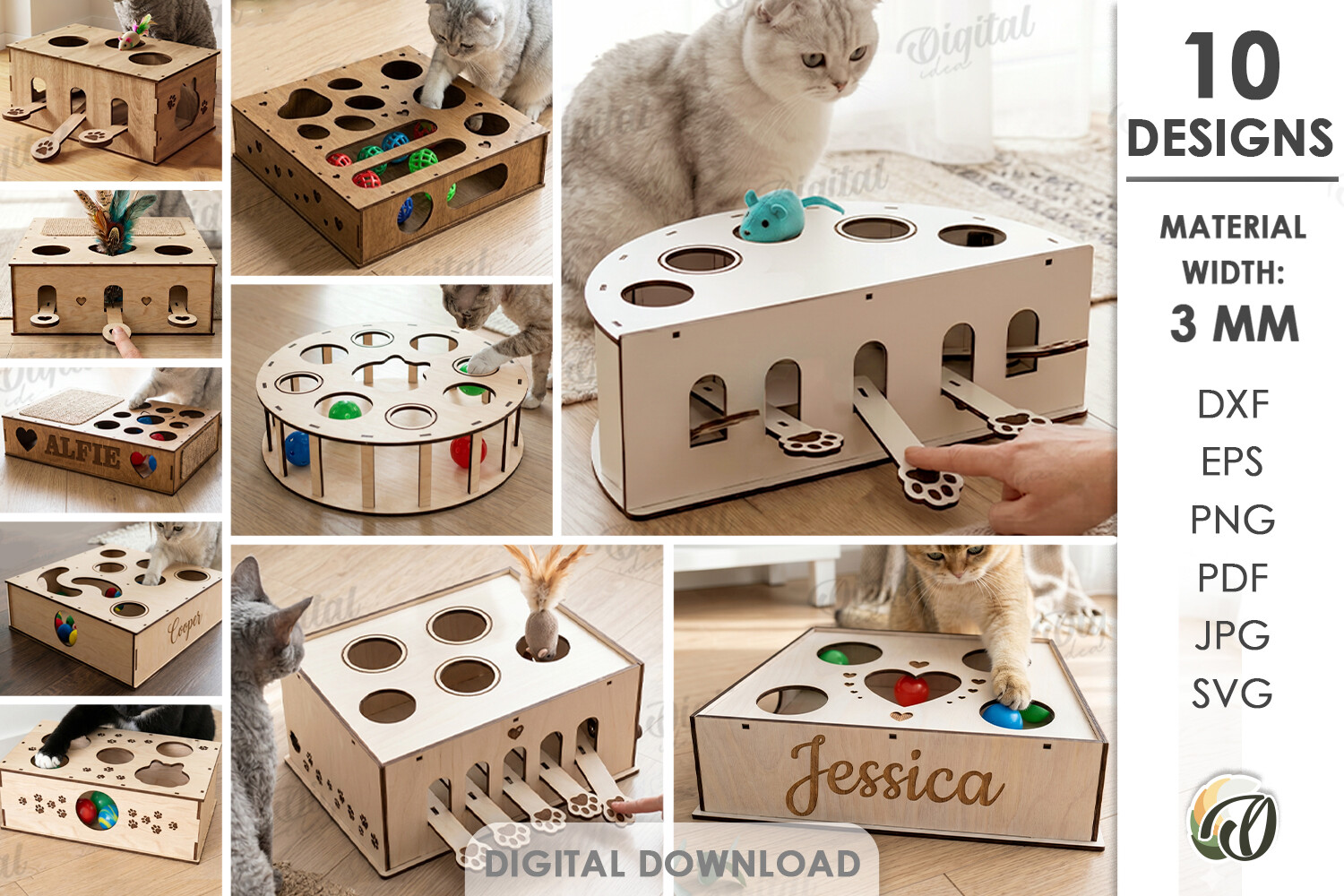 Cat Toy Boxes Bundle Laser Cut · Creative Fabrica