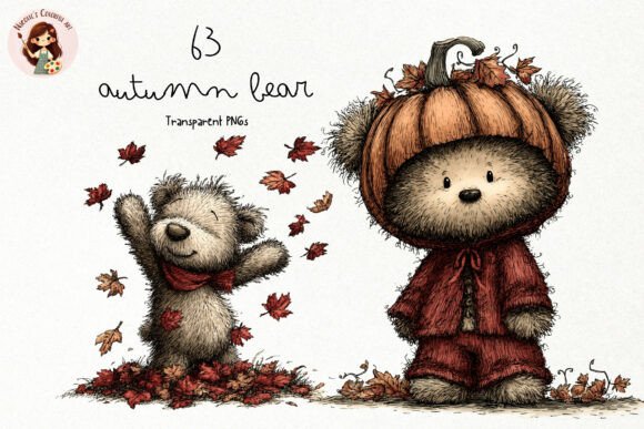 Cute Autumn Bear PNG Clipart Graphic by Nicolle's Colorful Art ...